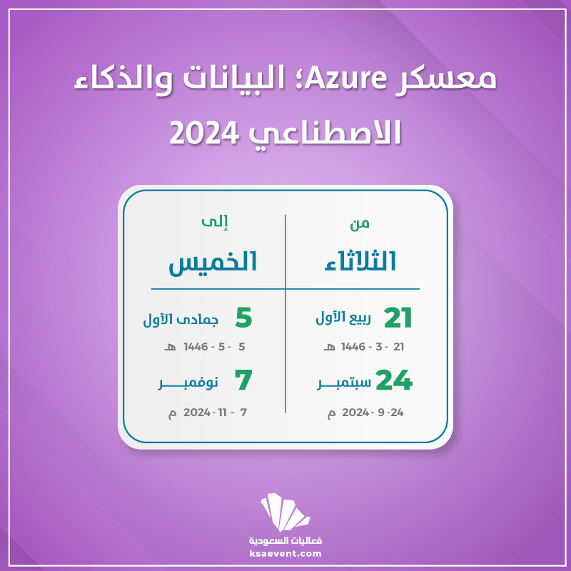 معسكر Azure؛ البيانات والذكاء الاصطناعي 2024 - عالم الفعاليات